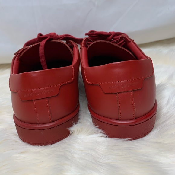 Yves Saint Laurent | Shoes | Saint Laurent Red Leather Sneakers | Poshmark
